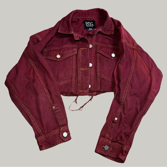 Urban Outfitters | Jackets & Coats | Guc Cropped Red Jean Jacket | Poshmark